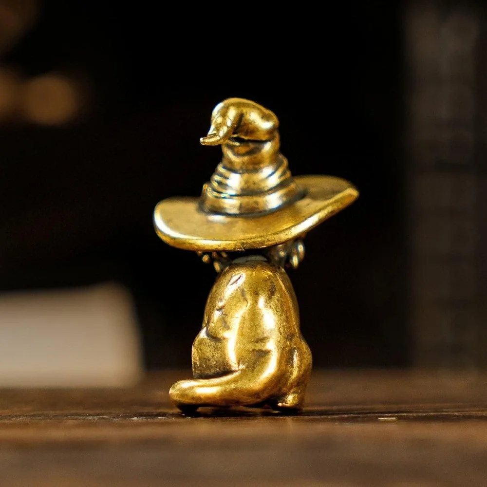 Accents | Brass Witch Cat Figurine Magic Protection Intuition Altar ...